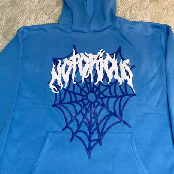 Sweaters | Blue Hoodie With Spider Web Design | Poshmark